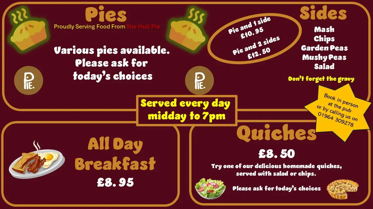 Food Menu - The Plough Inn Brew Pub, Hollym